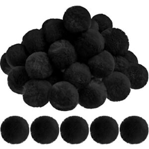 acrylic black pompom balls halloween costume pom poms fluffy black pompoms large crafts pom balls fuzzy soft pom pom balls for diy crafts halloween costume decorations, 2 inch (30)