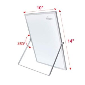 WEWLINE Small Dry Erase Board Desktop White Board Magnetic 10" x 14" Mini Dual-Sided Whiteboard Easel 360°Rotation,Home Children's Whiteboard for Training and Office Meeting