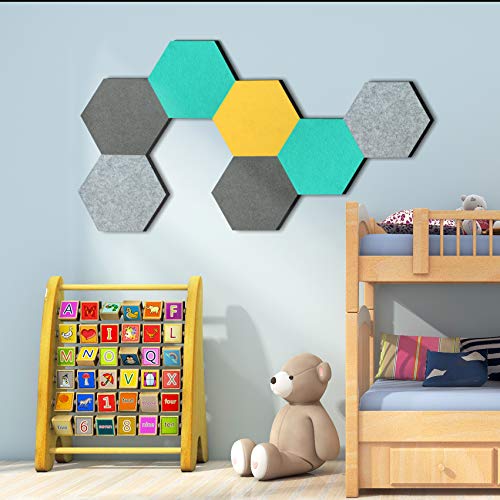 Soyizom Felt Pin Board Self Adhesive Board for Photos | Memos | Display | Notice,Thickened Bexagonal Bulletin Board Decorative Pin Board Pads for Offices School Home Wall Decor(7 Pcs/Set,Style A）