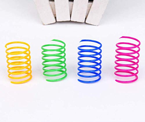 ISMARTEN Cat Spring Toy (60 Pack), Cat Kittens Toys Plastic Coil Spiral Springs for Swatting, Biting, Hunting, and Active Healthy Play (Random Color)