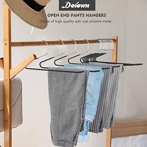 DOIOWN Pants Hangers 28 Pack Non Slip Slack Hangers Open Ended Trousers Hangers Space Saving Metal Jeans Hangers for Pants, Slacks, Towels