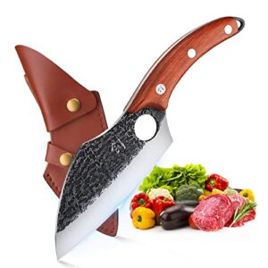 dragon riot forged boning knife with leather sheath huusk japan chef knife carbon steel meat butcher chef knife outdoor bbq knives for kitchen camping with gift box