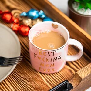 Hendson Mom Gifts, Mothers Day Gifts for Women - Best Mom Ever - Funny Mom Birthday Gift Ideas, New Mom, Pregnancy Congratulations Gifts for First Time Moms - Pink Marble Mug, 11.5oz Coffee Cup