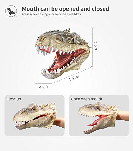 Dinosaur Puppet Toy for Boy 8-12, Geyiie Dino Toys Puppets for Girls Toddler, Dinosaurio Indominus Battle Toys for Kids 5-7 Velociraptor Head Toys Valentine GIF