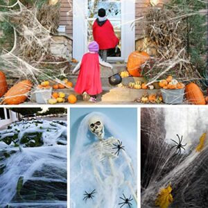 Spider Web, SKYLA&SKYLER 1200 sqft Fake Spider Webs with 60 Extra Spiders Indoor & Outdoor Spooky Spider Webbing for Halloween Decorations, Cosplay Prop Party and Ghost House Decoration