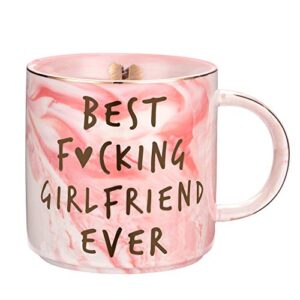 hendson girlfriend birthday, anniversary, romantic gift - best girlfriend ever - funny cute couple birthday gifts ideas for girlfriend, her, couples - pink marble mug, ceramic 11.5oz coffee cup