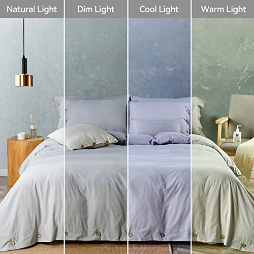 JELLYMONI Light Grey 100% Washed Cotton Duvet Cover Set, 3 Pieces Luxury Soft Bedding Set with Buttons Closure. Solid Color Pattern Duvet Cover King Size(No Comforter)