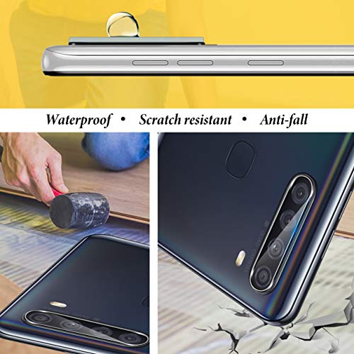 BAZO [2+2 Pack Tempered Glass Screen Protector for Samsung Galaxy A21 and Camera Lens Protector with Easy Installation Frame - Anti-Scratch - Bubble Free -Case Friendly - 9H Hardness - HD Clear