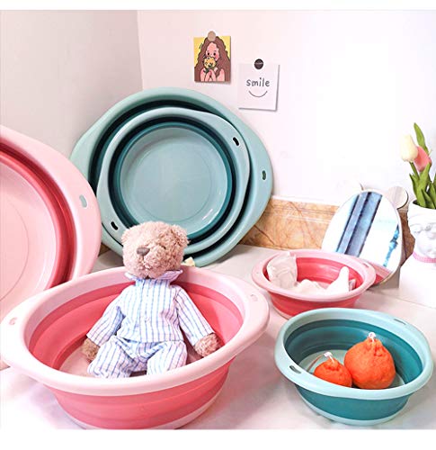 3-Pack Collapsible Wash Basin Set, Baby Kids Wash Basin Dish Tub for Travel Home, 3 Different Sizes Set Space Saving Blue