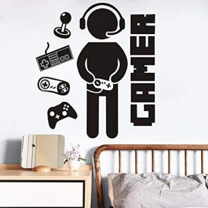 game wall decals stickers creative gaming quote poster for boys gift,vinyl peel and stick gamer decor for gamer men's living room play room bedroom home decoration (gamer decal)