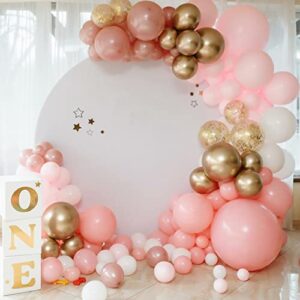 Macaron Pink Balloon Metallic Gold Balloon Ivory White Balloon 133Pcs-Balloon Arch Garland Kit for Baby Shower,Wine Party,Fiesta,Birthday,Wedding,Christmas,Reception and Engagement