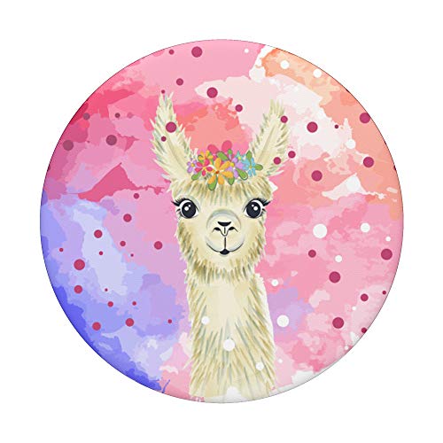 Cute Watercolor Tie Dye Colorful Dots Llama PopSockets PopGrip: Swappable Grip for Phones & Tablets