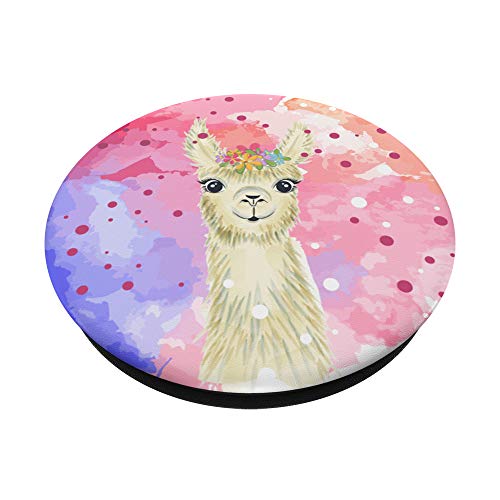 Cute Watercolor Tie Dye Colorful Dots Llama PopSockets PopGrip: Swappable Grip for Phones & Tablets