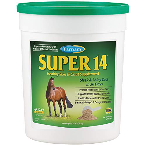 Farnam Super 14 Healthy Skin & Coat Supplement for Horses, Keeps Coats Shiny & Gleaming Year-Round 2.75 Pound, 44 Day Supply