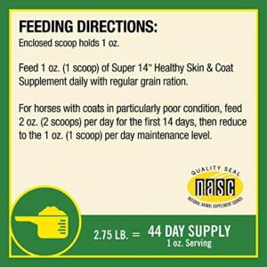 Farnam Super 14 Healthy Skin & Coat Supplement for Horses, Keeps Coats Shiny & Gleaming Year-Round 2.75 Pound, 44 Day Supply