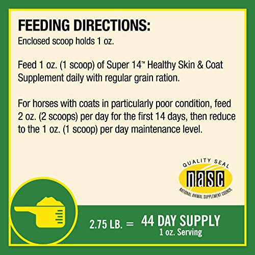 Farnam Super 14 Healthy Skin & Coat Supplement for Horses, Keeps Coats Shiny & Gleaming Year-Round 2.75 Pound, 44 Day Supply