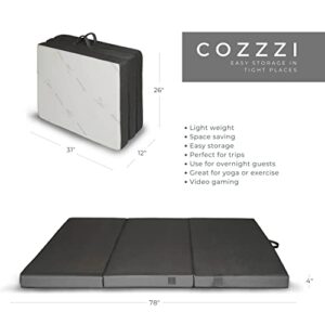 Cozzzi Trifold Mattress for Floor and Traveling with Removable Cover - Lightweight and Portable Mattress for Adults & Kids - Compact and Easy to Storage (75in x 31in x 4in)