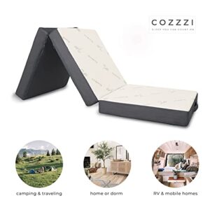 Cozzzi Trifold Mattress for Floor and Traveling with Removable Cover - Lightweight and Portable Mattress for Adults & Kids - Compact and Easy to Storage (75in x 31in x 4in)