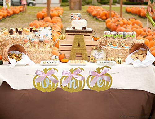 Pumpkin 1st First Birthday Decoration Set, Glitter Pumpkin One High Chair Banner, Little Pumpkin First Birthday Banner for Kids Girls Boys First Pumpkin Theme Birthday Decorations