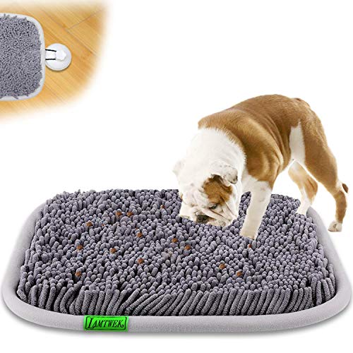 LAMTWEK Snuffle Mat for Dogs, 17" x 21" Dog Snuffle Mat Interactive Feed Game for Boredom, Encourages Natural Foraging Skills and Stress Relief, Easy to Fill Machine Washable