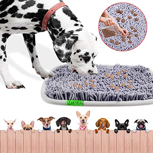 LAMTWEK Snuffle Mat for Dogs, 17" x 21" Dog Snuffle Mat Interactive Feed Game for Boredom, Encourages Natural Foraging Skills and Stress Relief, Easy to Fill Machine Washable