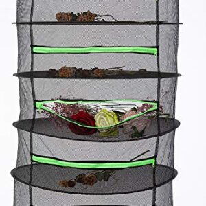 Herb Drying Rack Hanging 8 Tier 2ft Black Mesh Dryer Dry Net with Zipper Hydroponics