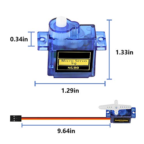 12PCS SG90 Micro Servo Motor, Dorhea Mini Servo SG90 9g Servo Kit for RC Helicopter Airplane Car Boat Robot Arm/Hand/Walking/Servo Door Lock Control