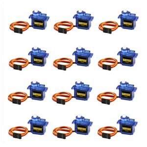 12pcs sg90 micro servo motor, dorhea mini servo sg90 9g servo kit for rc helicopter airplane car boat robot arm/hand/walking/servo door lock control