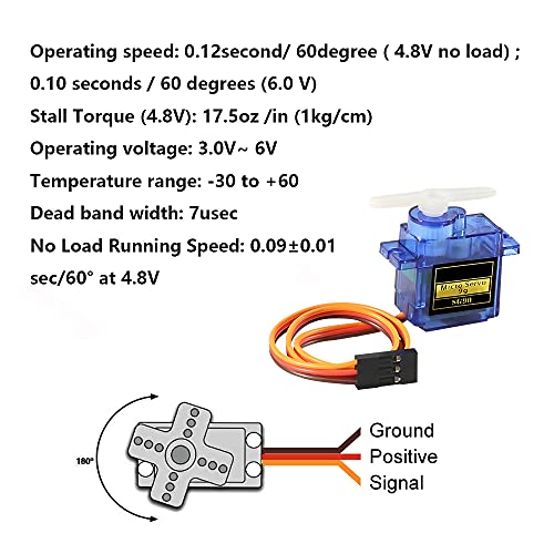 12PCS SG90 Micro Servo Motor, Dorhea Mini Servo SG90 9g Servo Kit for RC Helicopter Airplane Car Boat Robot Arm/Hand/Walking/Servo Door Lock Control