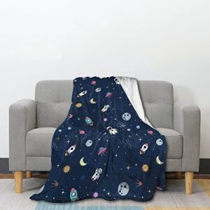 space astronaut throw blanket soft plush flannel blanket for baby girls boys space themed bedroom decor blankets for couch, sofa 40×50 inch