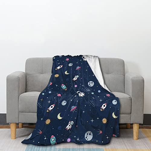 Space Astronaut Throw Blanket Soft Plush Flannel Blanket for Baby Girls Boys Space Themed Bedroom Decor Blankets for Couch, Sofa 40×50 Inch