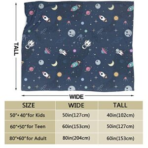 Space Astronaut Throw Blanket Soft Plush Flannel Blanket for Baby Girls Boys Space Themed Bedroom Decor Blankets for Couch, Sofa 40×50 Inch