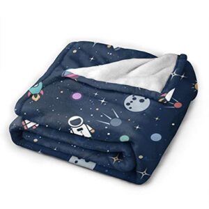 Space Astronaut Throw Blanket Soft Plush Flannel Blanket for Baby Girls Boys Space Themed Bedroom Decor Blankets for Couch, Sofa 40×50 Inch