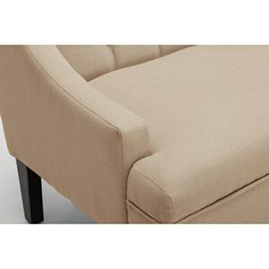 Tongli 50" Small Modern Loveseat Settee Sofa Linen Fabric 2-Seat Sofa Couch Tufted Love Seat Dining Bench with Back Upholstered Banquette Sofas for Living Room Bedroom Small Space Entryway Tan