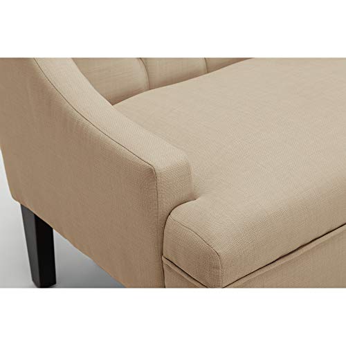 Tongli 50" Small Modern Loveseat Settee Sofa Linen Fabric 2-Seat Sofa Couch Tufted Love Seat Dining Bench with Back Upholstered Banquette Sofas for Living Room Bedroom Small Space Entryway Tan