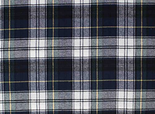 Yarn Dyed Flannel Plaid Navy & Green Plaid (15 Yard Bolt)