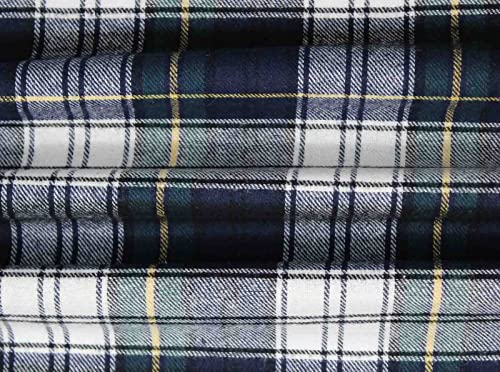 Yarn Dyed Flannel Plaid Navy & Green Plaid (15 Yard Bolt)