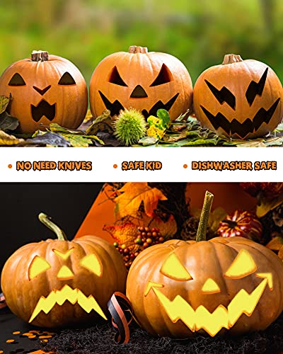 JUSTOTRY Simple & Safe Pumpkin Carving Kit for Kids, Halloween Stainless Steel Pumpkin Carving Tools, Non-knife Pumpkin Carving Stencils, Pumpkin Carving Sets for Adults, Pumpkin Carver, Durable