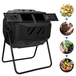 Nouva 43 Gallon Large Composting Tumbler Dual Rotating Chamber Garden Composter Bin Compost Bin with Steel Frame Outdoor Garden Yard