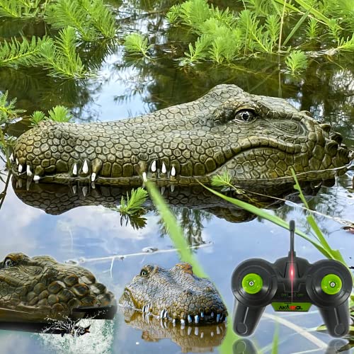 Akargol 2.4 GHz Remote Control Alligator Head RC Boats for Adults and Kids - Large Decoy and Floating Crocodile Head Prank, Rechargeable Battery, Boat Lake & Pool Toy