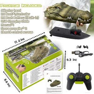 Akargol 2.4 GHz Remote Control Alligator Head RC Boats for Adults and Kids - Large Decoy and Floating Crocodile Head Prank, Rechargeable Battery, Boat Lake & Pool Toy