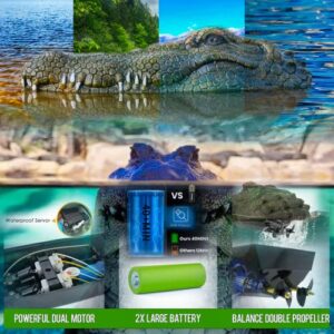 Akargol 2.4 GHz Remote Control Alligator Head RC Boats for Adults and Kids - Large Decoy and Floating Crocodile Head Prank, Rechargeable Battery, Boat Lake & Pool Toy