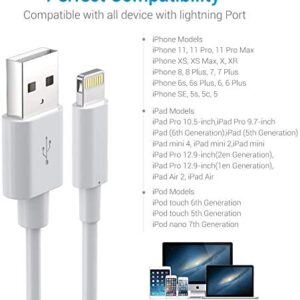 Lightning Cable MFi Certified - iPhone Charger 3Pack 3FT Lightning to USB A Charging Cable Cord Compatible with iPhone 14 13 12 SE 2020 11 Xs Max XR X 8 7 6S 6 Plus 5S iPad Pro iPod Airpods - White