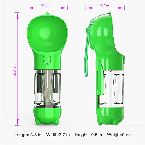 Guardians Portable Dog Water Bottle, Dog Travel Water Bottle Bowl Dispenser with Drinking Feeder Bowl Poop Bag for Dogs Small Pets Walking, Traveling, Hiking (Green)