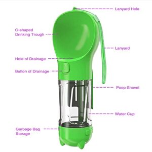 Guardians Portable Dog Water Bottle, Dog Travel Water Bottle Bowl Dispenser with Drinking Feeder Bowl Poop Bag for Dogs Small Pets Walking, Traveling, Hiking (Green)