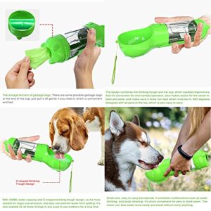 Guardians Portable Dog Water Bottle, Dog Travel Water Bottle Bowl Dispenser with Drinking Feeder Bowl Poop Bag for Dogs Small Pets Walking, Traveling, Hiking (Green)