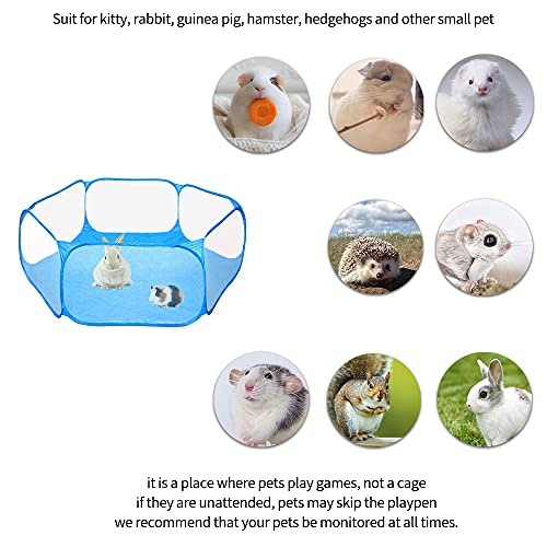 2 Packs of Square Plush Guinea Pig Bed and 1 Small Animals Playpen, Cozy Hamsters Sugar Glider Hedgehog Sleep Bed, Rabbit Cage Accessories Mat