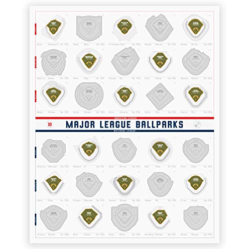 Enno Vatti Major League Ballparks Baseball Stadium Scratch Off Map - Scratch Off Poster For Not Just Yankees Bucket List (16” x 20”)- Ultimate Gift for Baseball Dads And Fans, Christmas, Easter