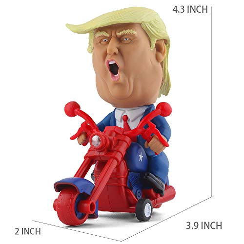 DINOBROS President Donald Trump 2024 Toy Figure Riding Motorcycle Funny Rev Up Car Novelty Gag Gift for Trump Fans