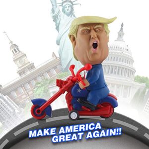 DINOBROS President Donald Trump 2024 Toy Figure Riding Motorcycle Funny Rev Up Car Novelty Gag Gift for Trump Fans